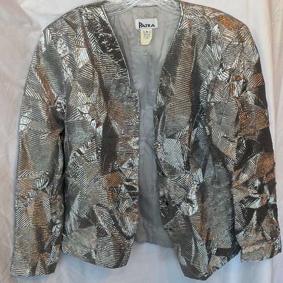 Patra | Jackets & Coats | Vintage Patra Silver Textured Jacket Sz ...